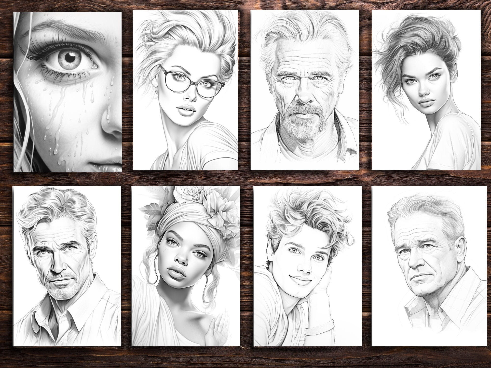 Portraits Coloring Pages for Adults and for Kids for Relax and Stress ...