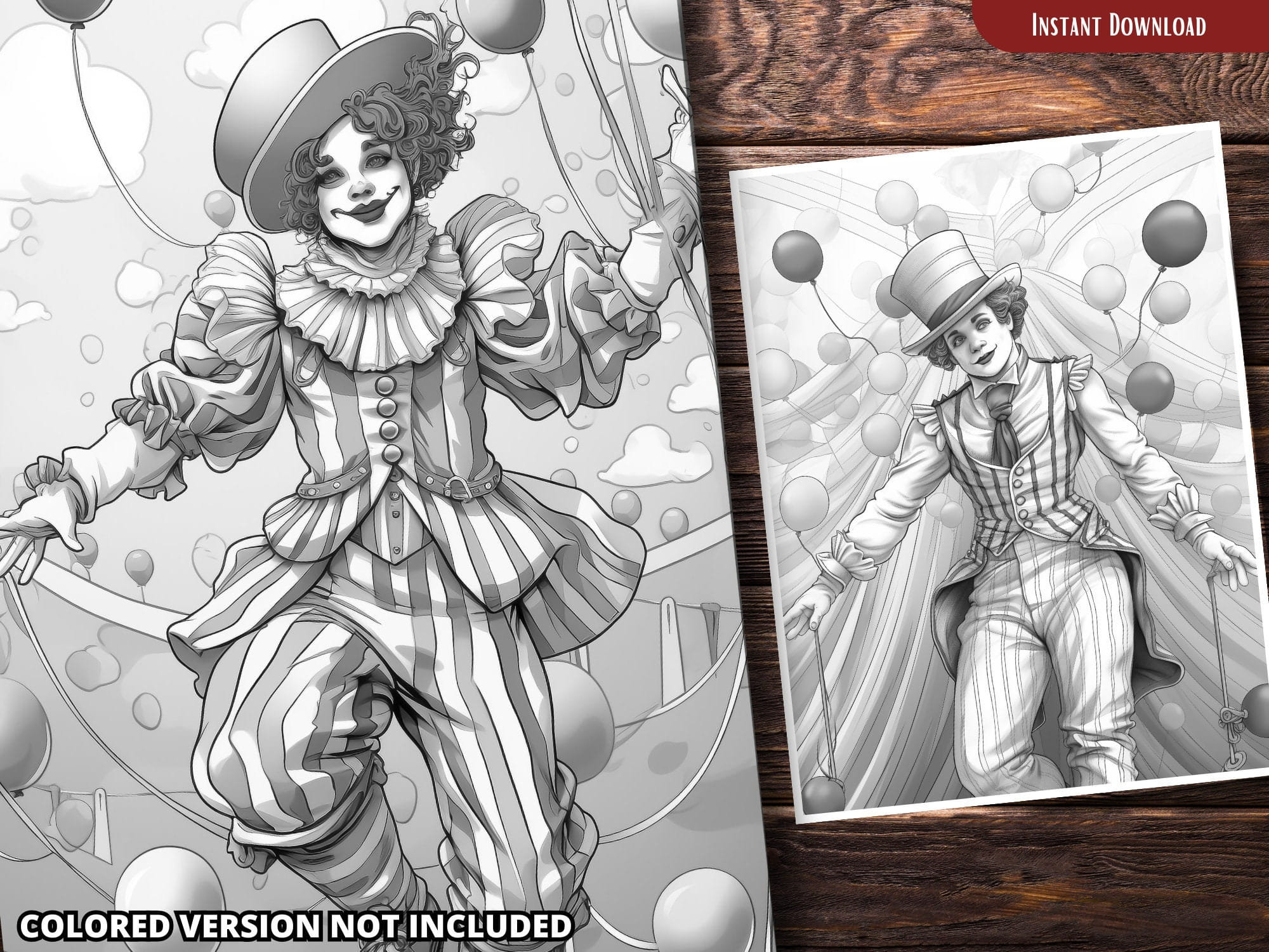 Circus Clown, Acrobatics Coloring Pages for Adults and for Kids for ...