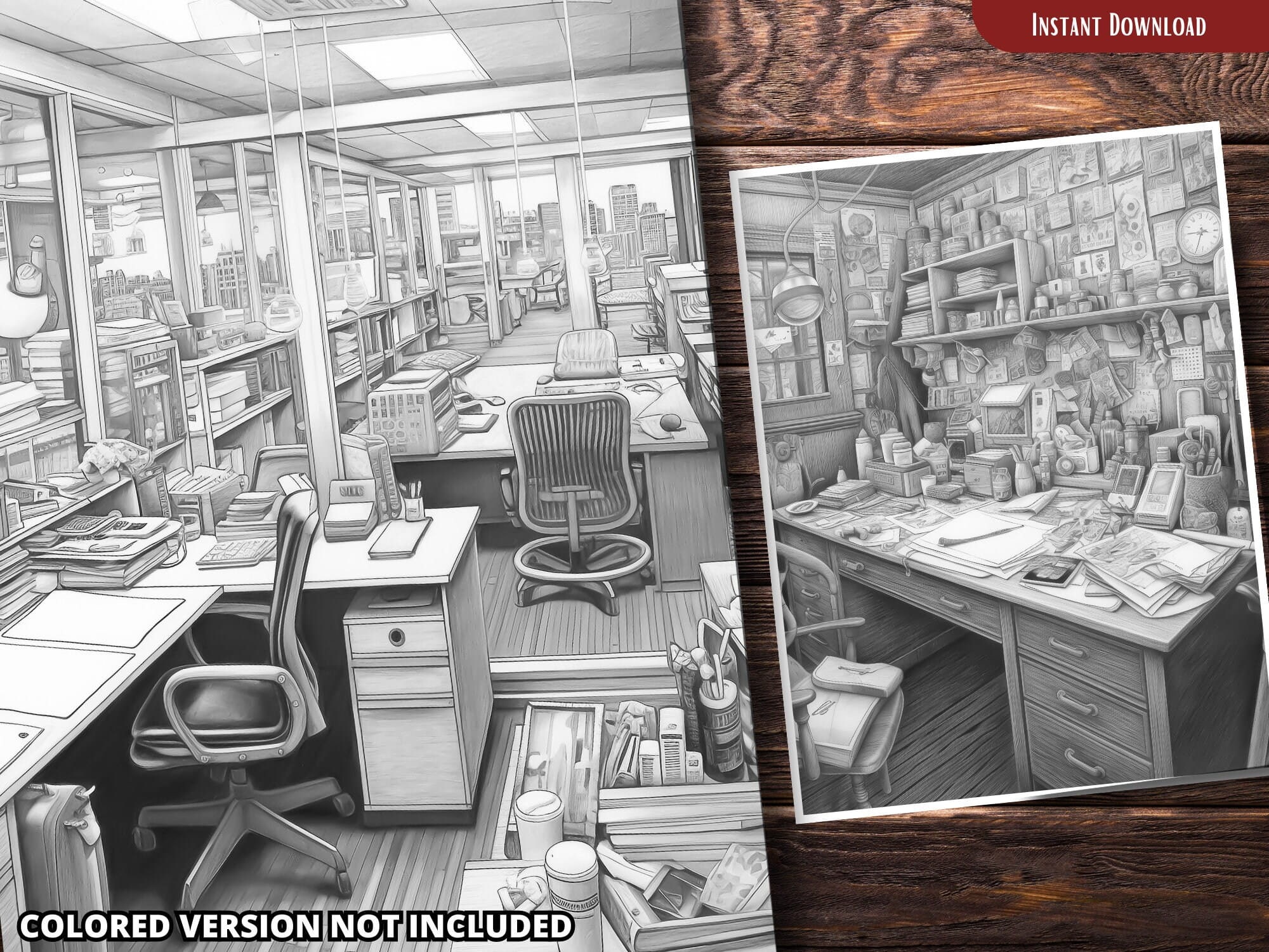 Office Coloring Pages for Adults and for Kids for Relax and Stress ...