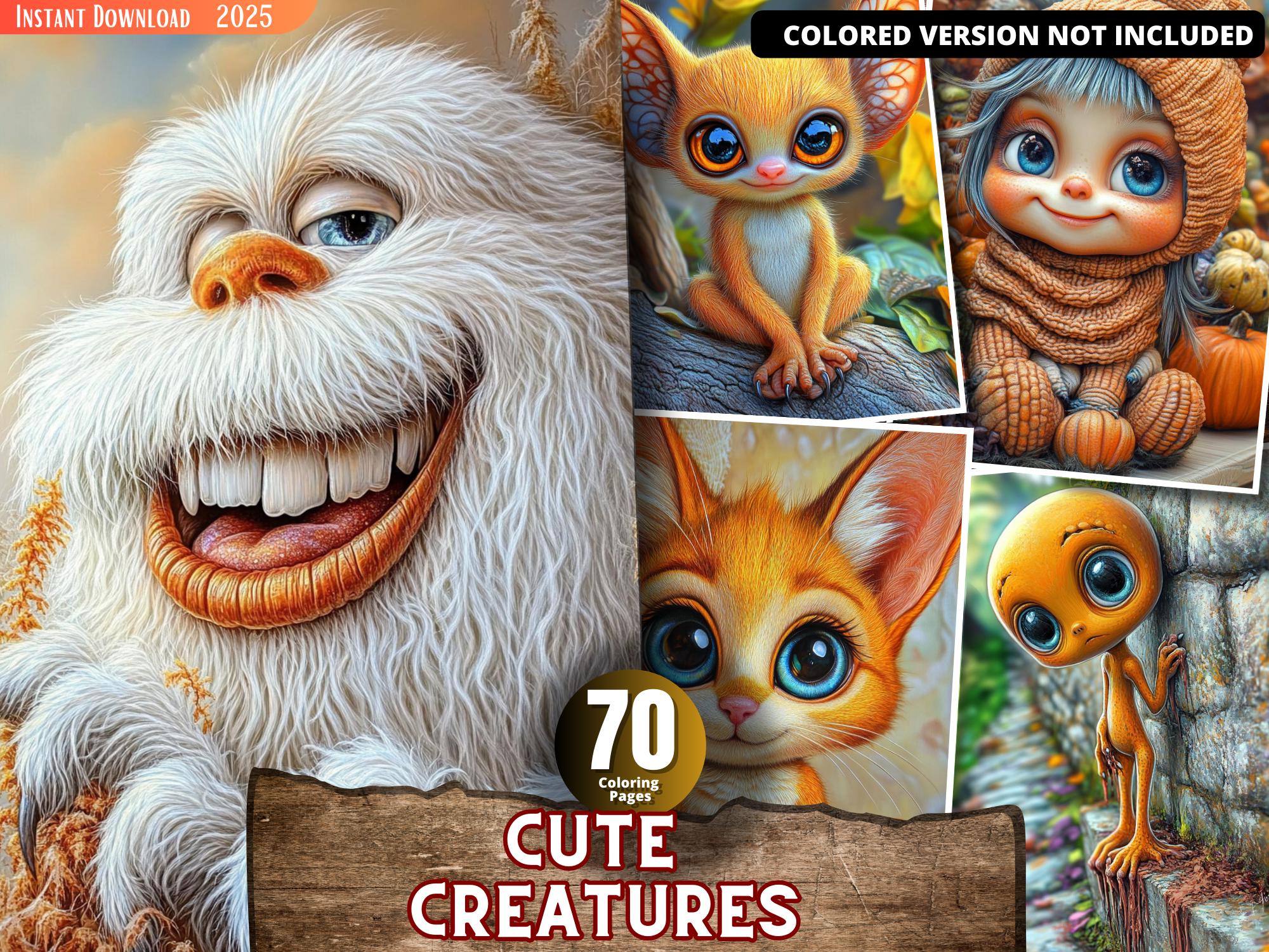 Cute Creature Coloring Pages for Adults and for Kids for Relax and ...