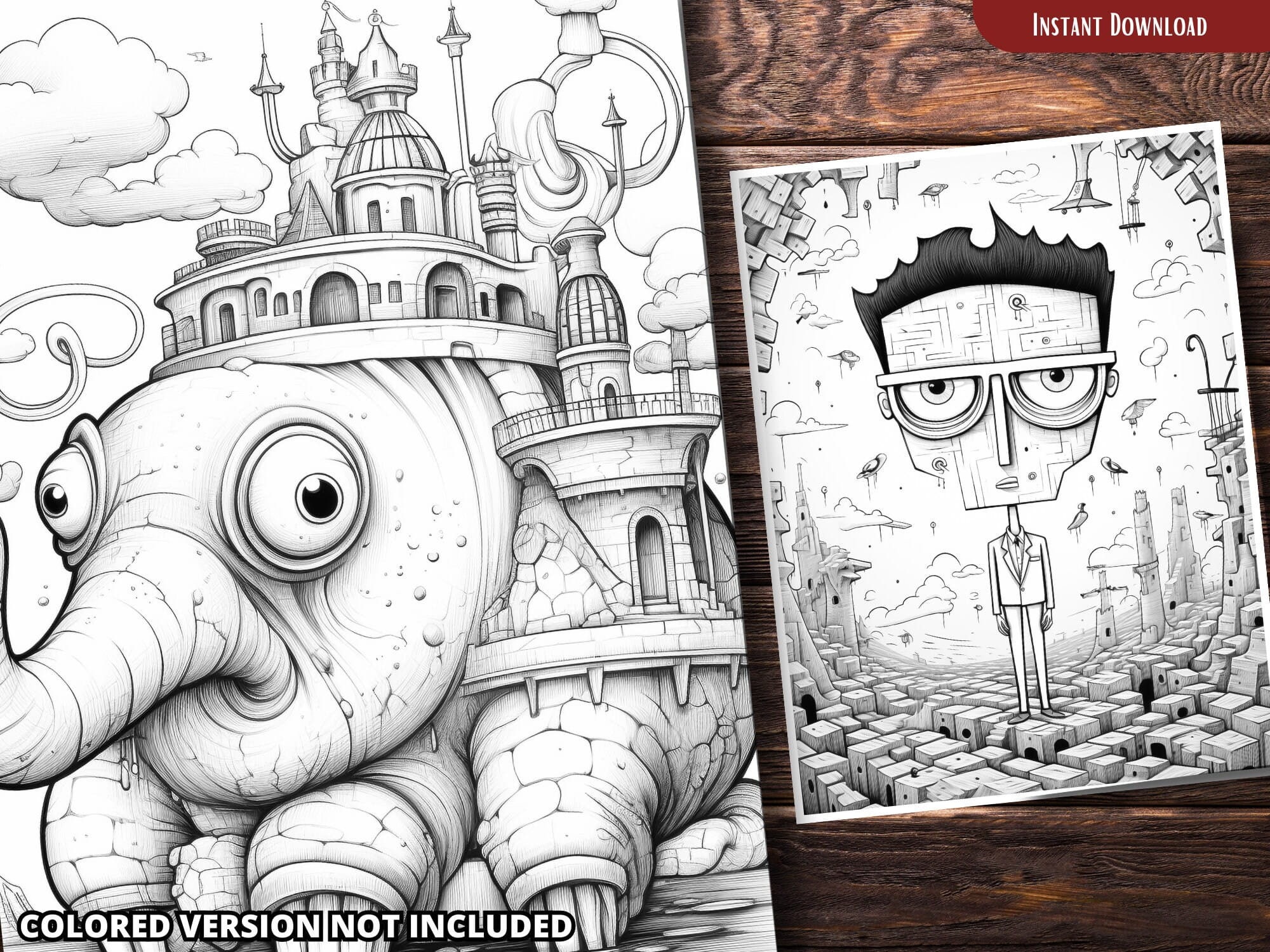 Surrealism Coloring Pages for Adults and for Kids for Relax and Stress ...