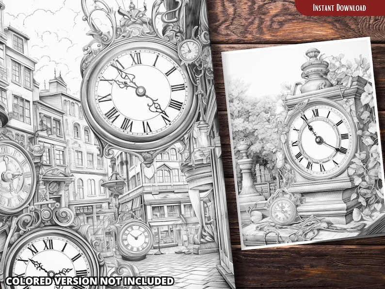 Clock Coloring Pages for Adults and for Kids for Relax and Stress ...