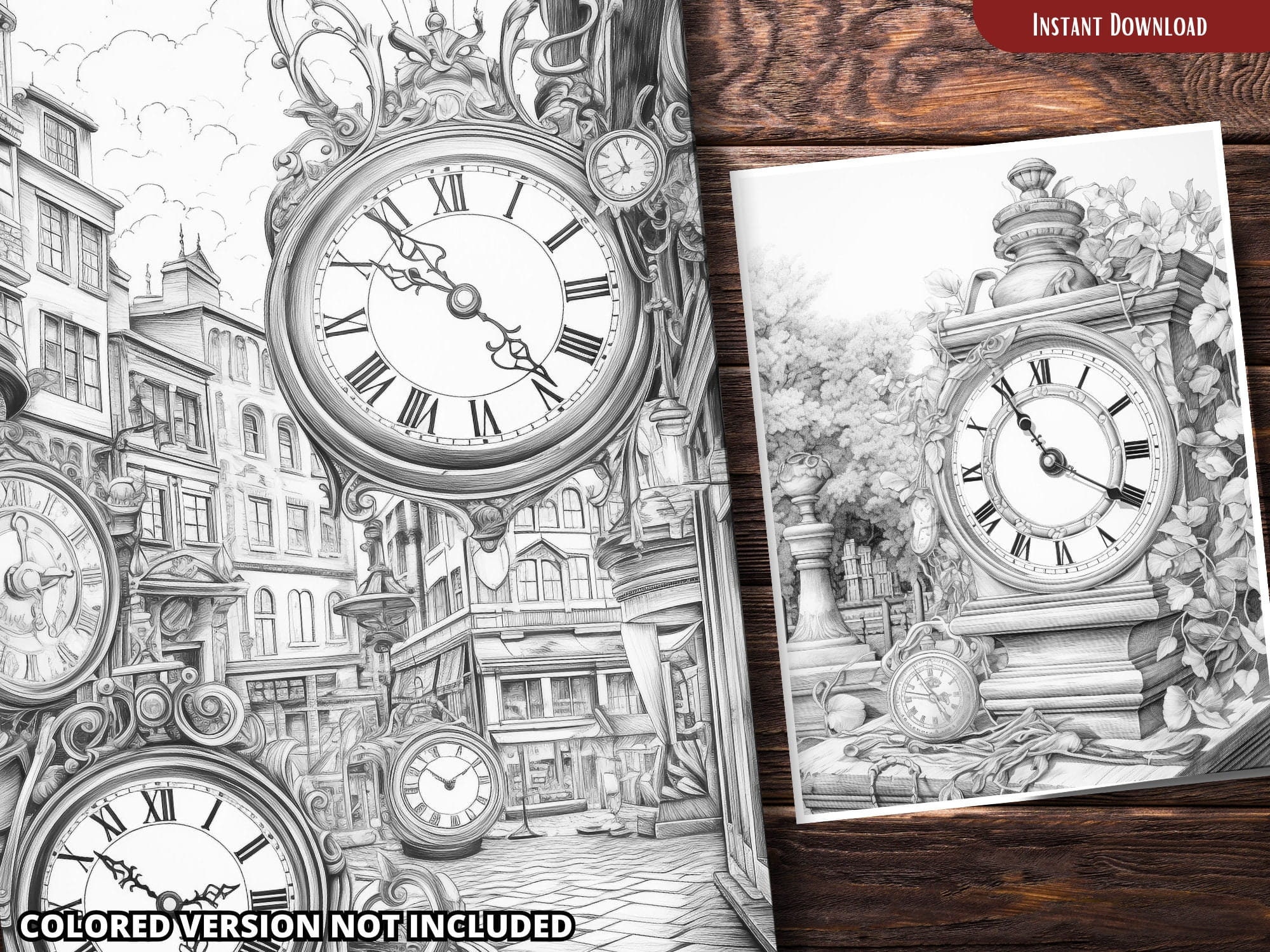 Clock Coloring Pages for Adults and for Kids for Relax and Stress ...