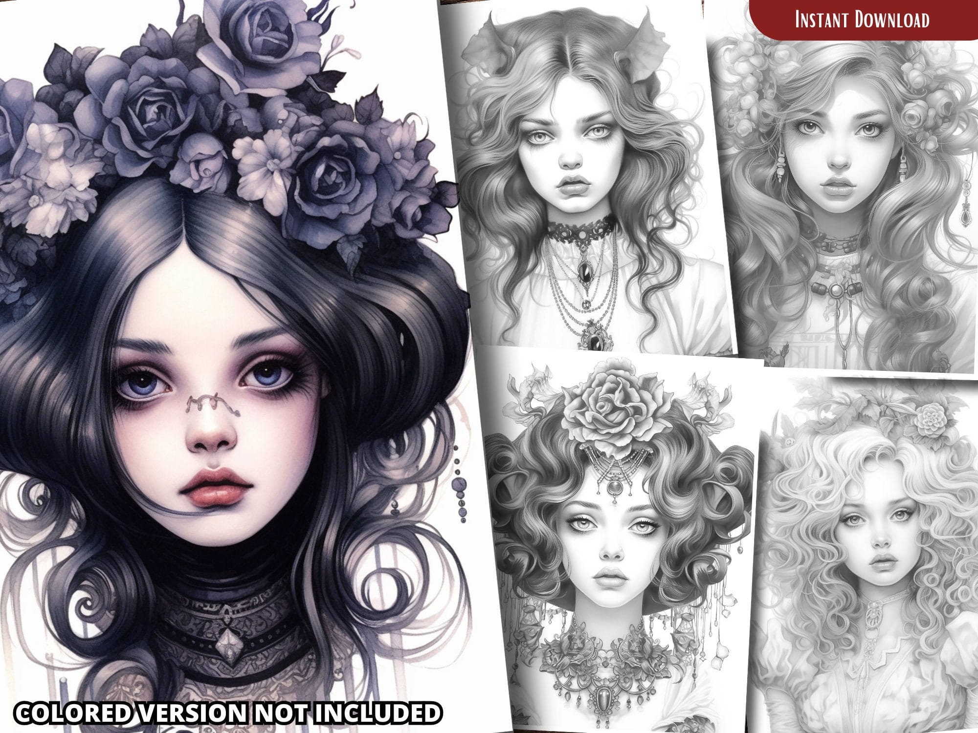 Gothic Girl Coloring Pages for Adults and for Kids Coloring Pages ...