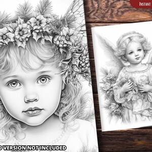Christmas Angels Coloring Pages for Adults and for Kids for Relax and ...