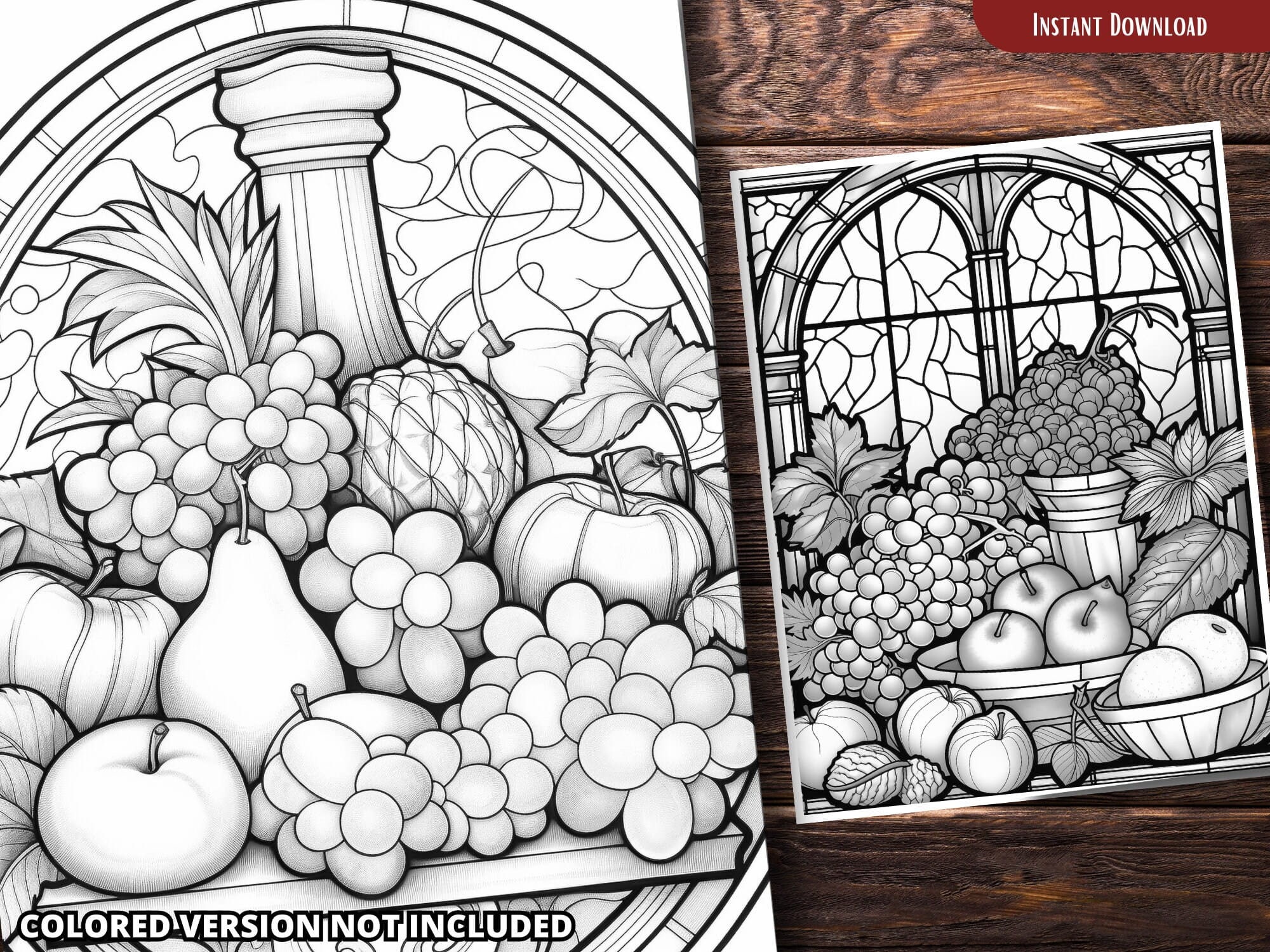 Vegetable Stained Glass Coloring Pages for Adults and for Kids for ...