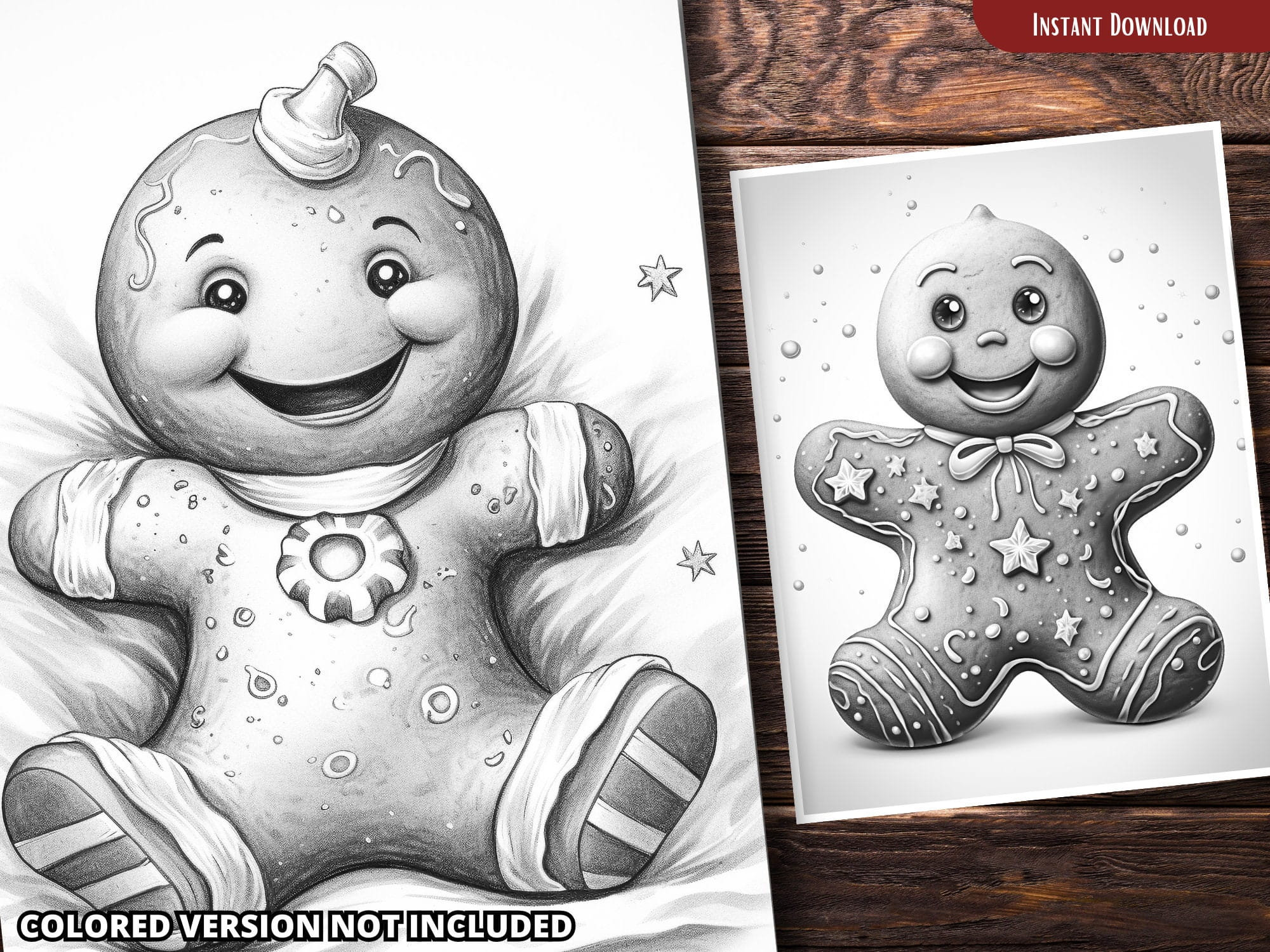Happy Gingerbread Man Coloring Pages for Adults and for Kids for Relax ...