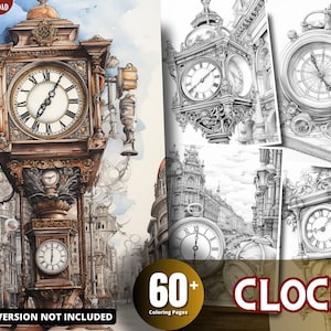 Clock Coloring Pages for Adults and for Kids for Relax and Stress ...