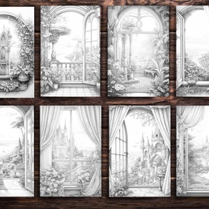 Magical Fantasy Window Coloring Pages for Adults and for Kids for Relax ...