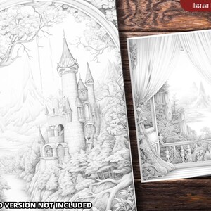 Magical Fantasy Window Landscape Coloring Pages for Adults and for Kids ...