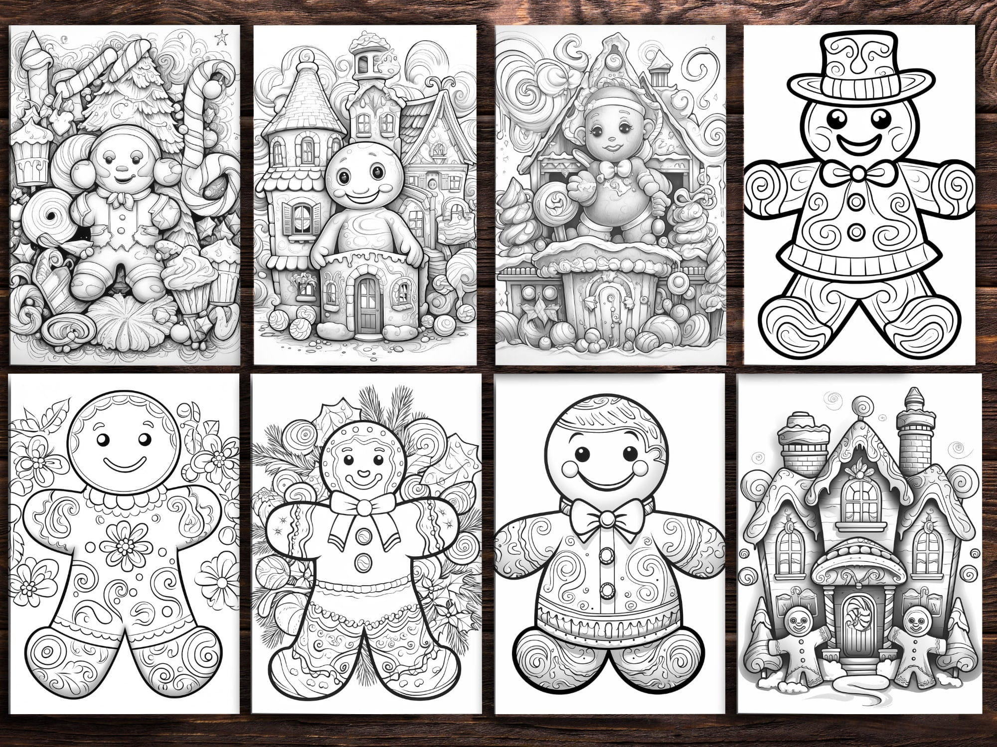 Happy Gingerbread Man Coloring Pages for Adults and for Kids for Relax ...