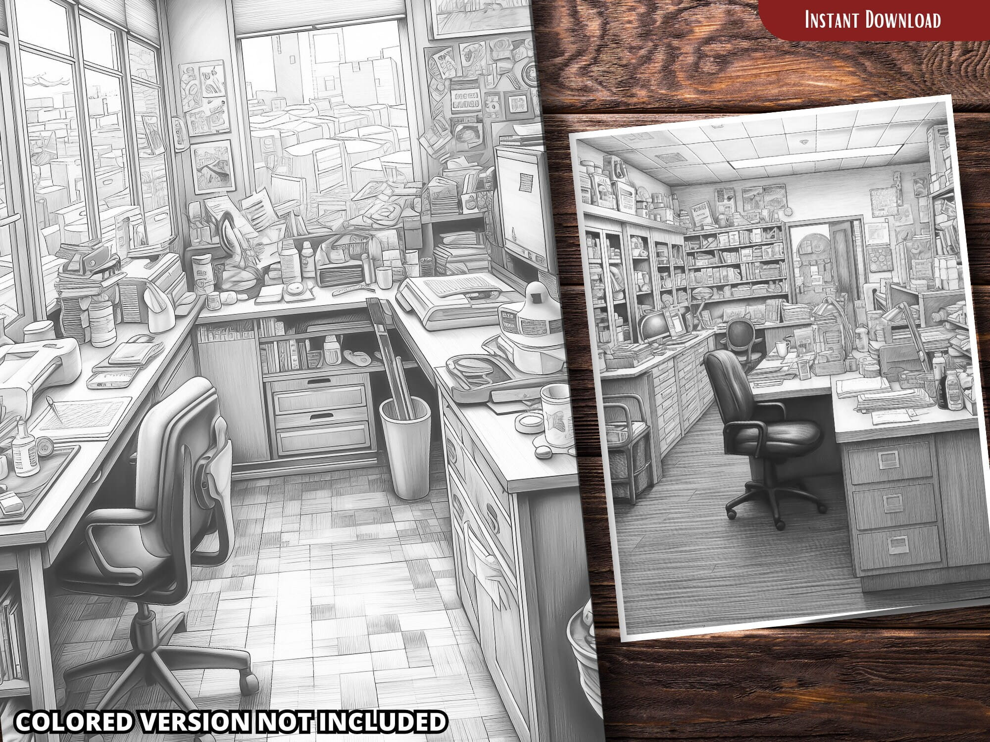 Office Coloring Pages for Adults and for Kids for Relax and Stress ...