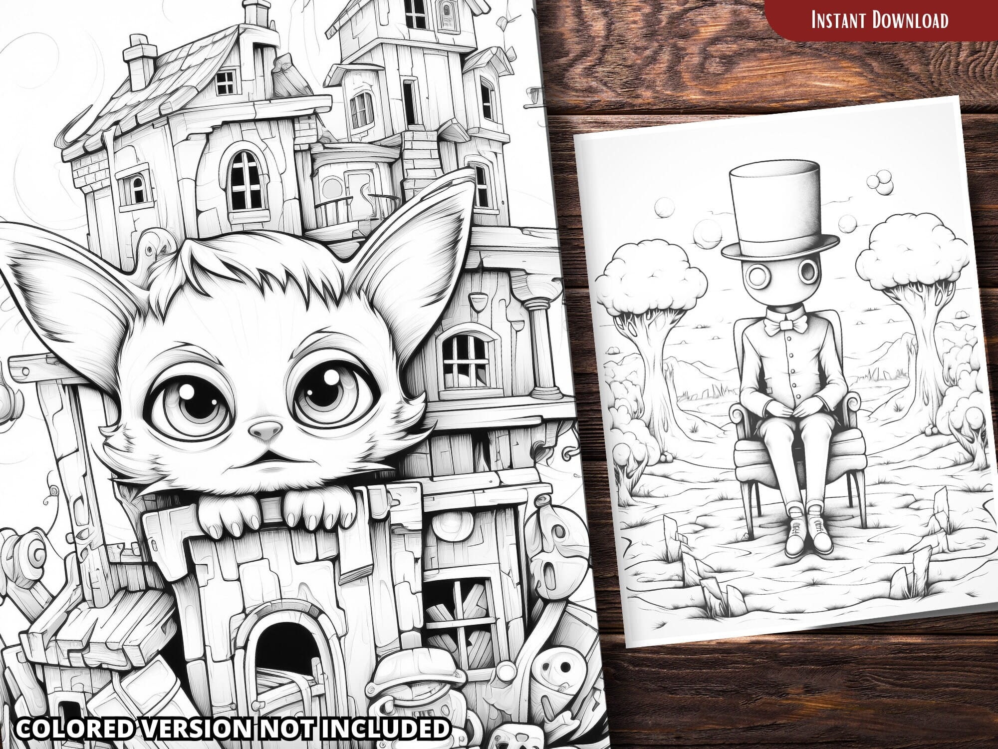 Surrealism Coloring Pages for Adults and for Kids for Relax and Stress ...