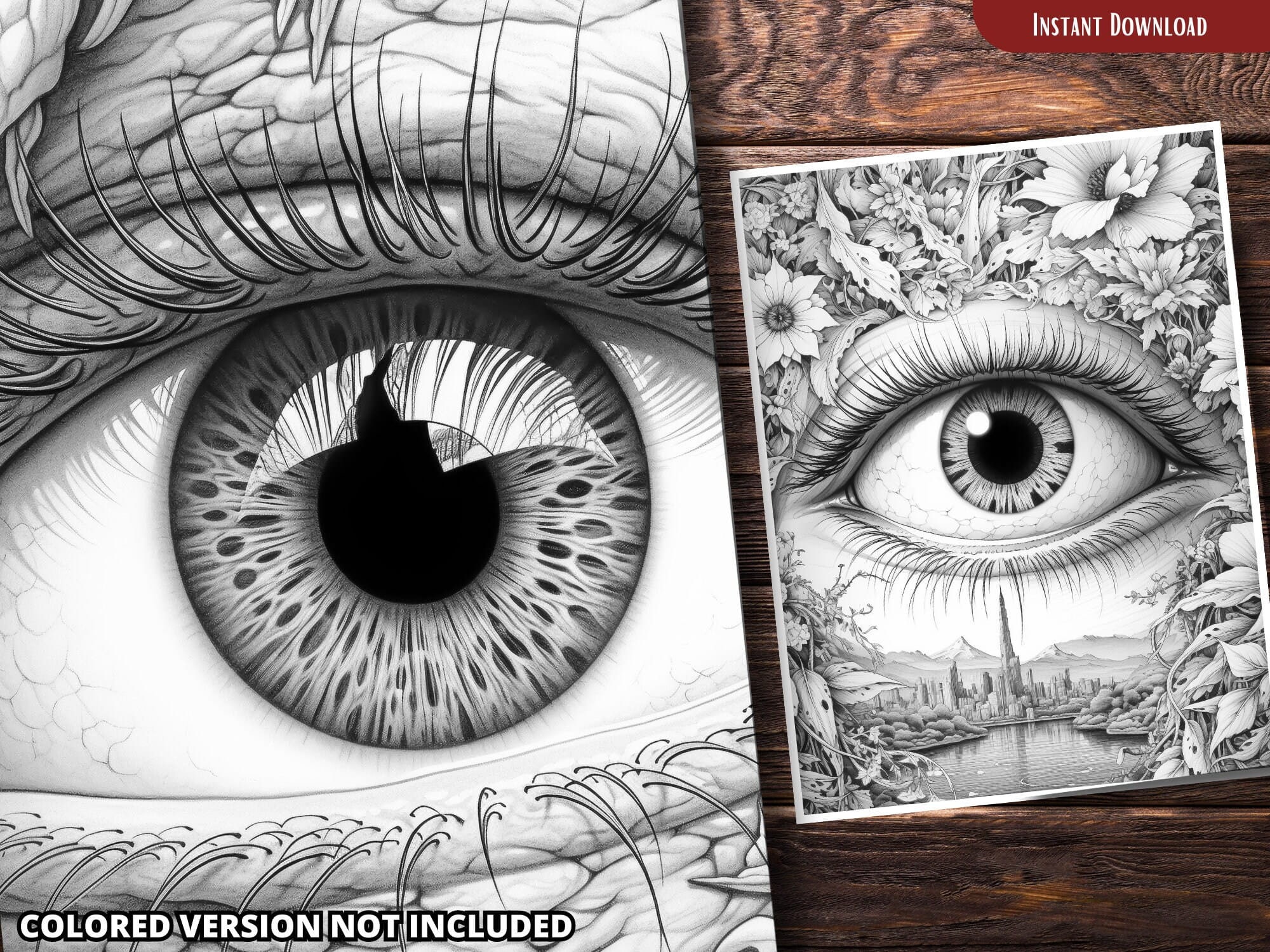 Eye Coloring Pages for Adults and for Kids for Relax and Stress Relief ...