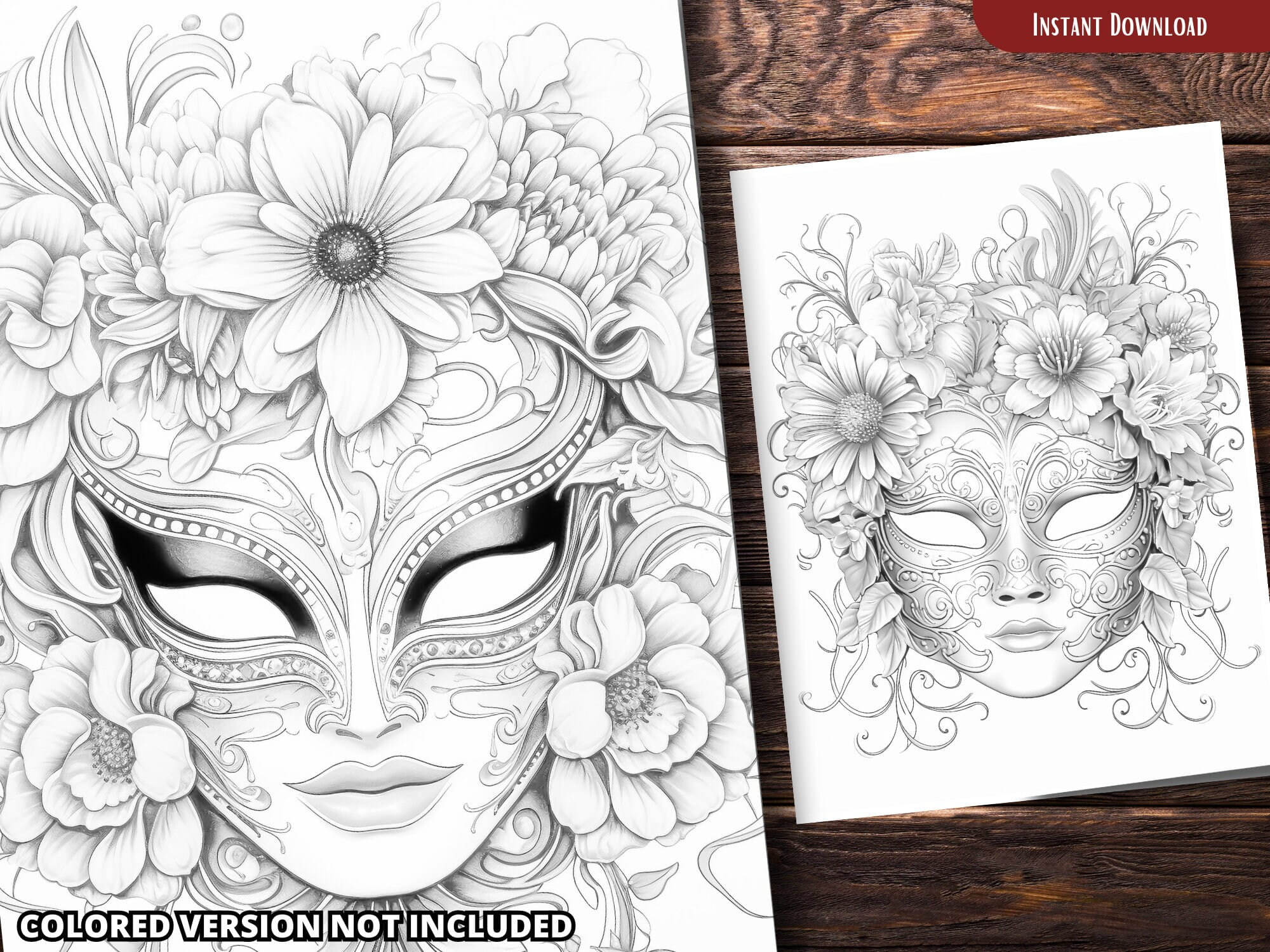 Masquerade Mask Coloring Pages for Adults and for Kids for Relax and ...