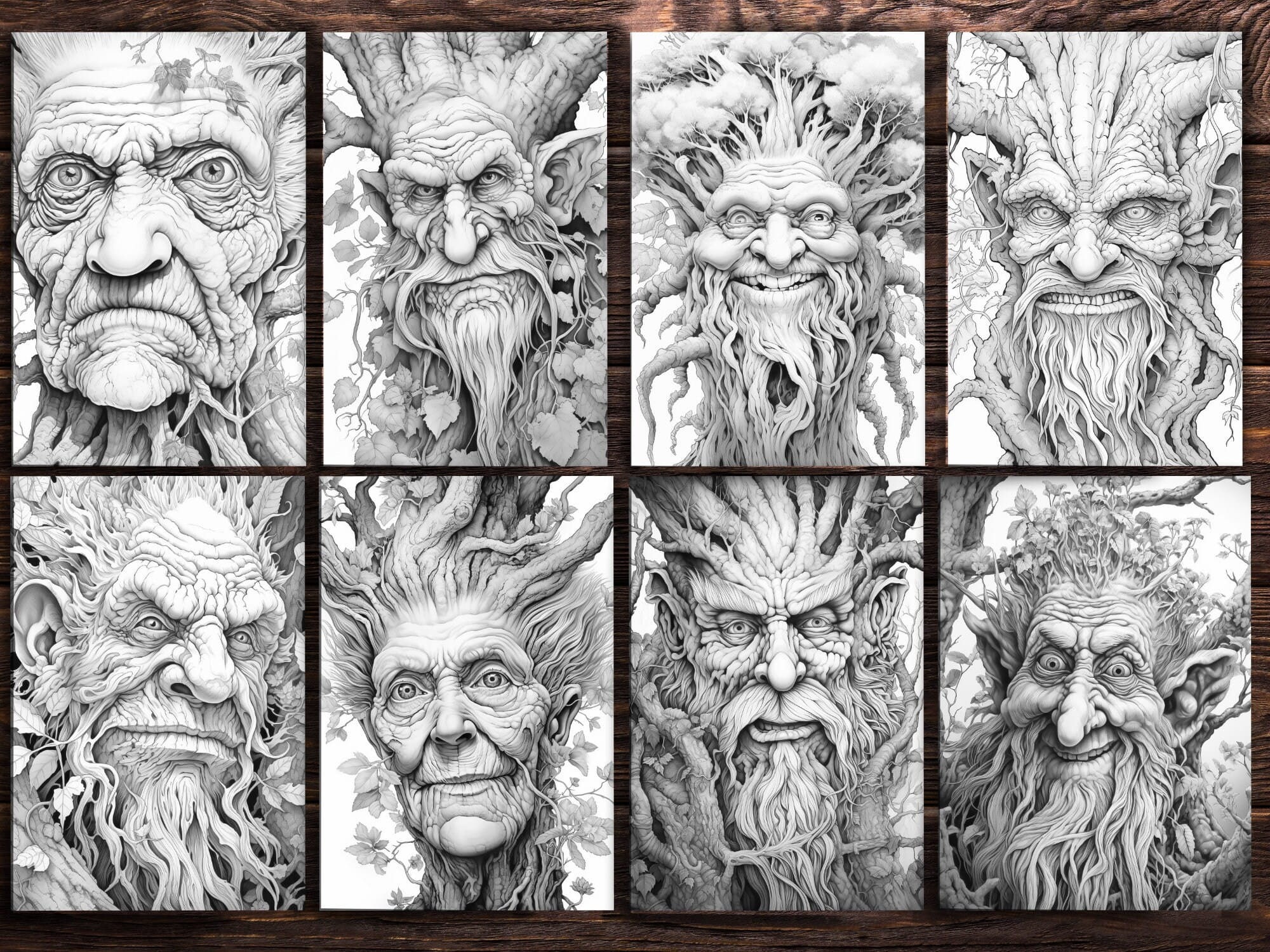 Ancient Trees Coloring Pages for Adults and for Kids for Relax and ...