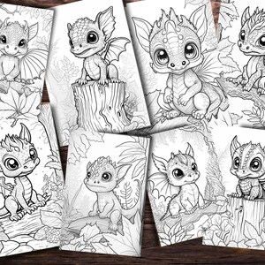 Baby Dragon Fantasy Coloring Pages for Adults and for Kids for Relax ...
