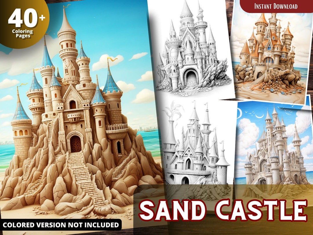 Sand Castle Coloring Pages for Adults and for Kids for Relax and Stress ...