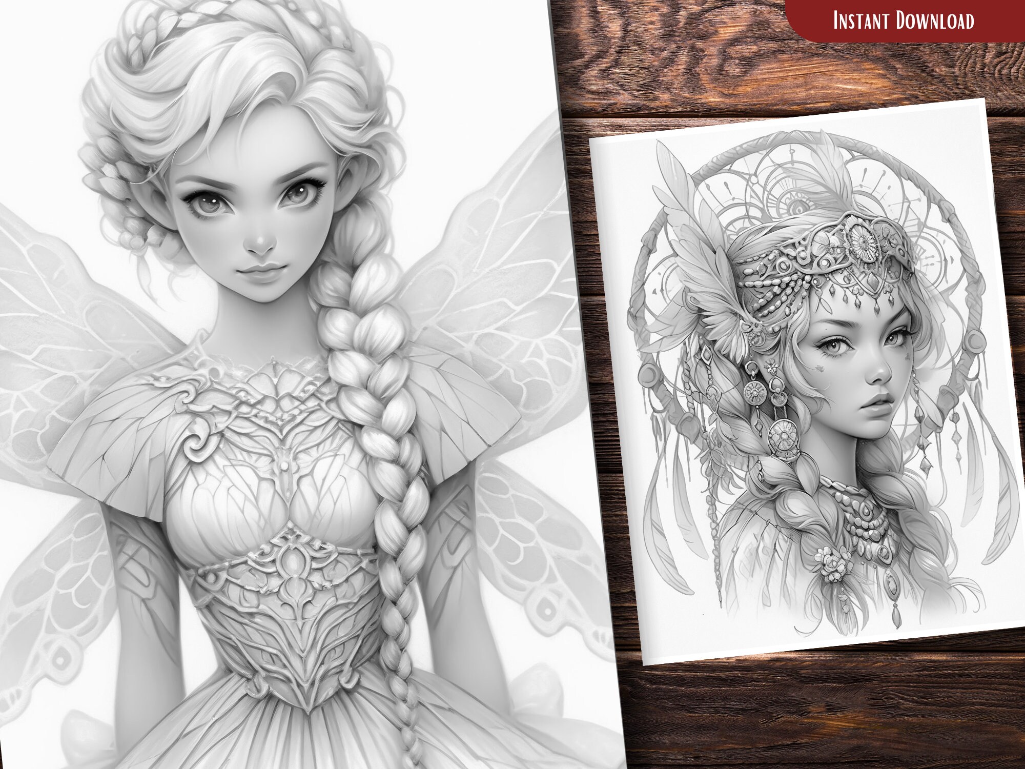 Butterfly Fairy, Coloring Pages for Adults and for Kids for Relax and ...