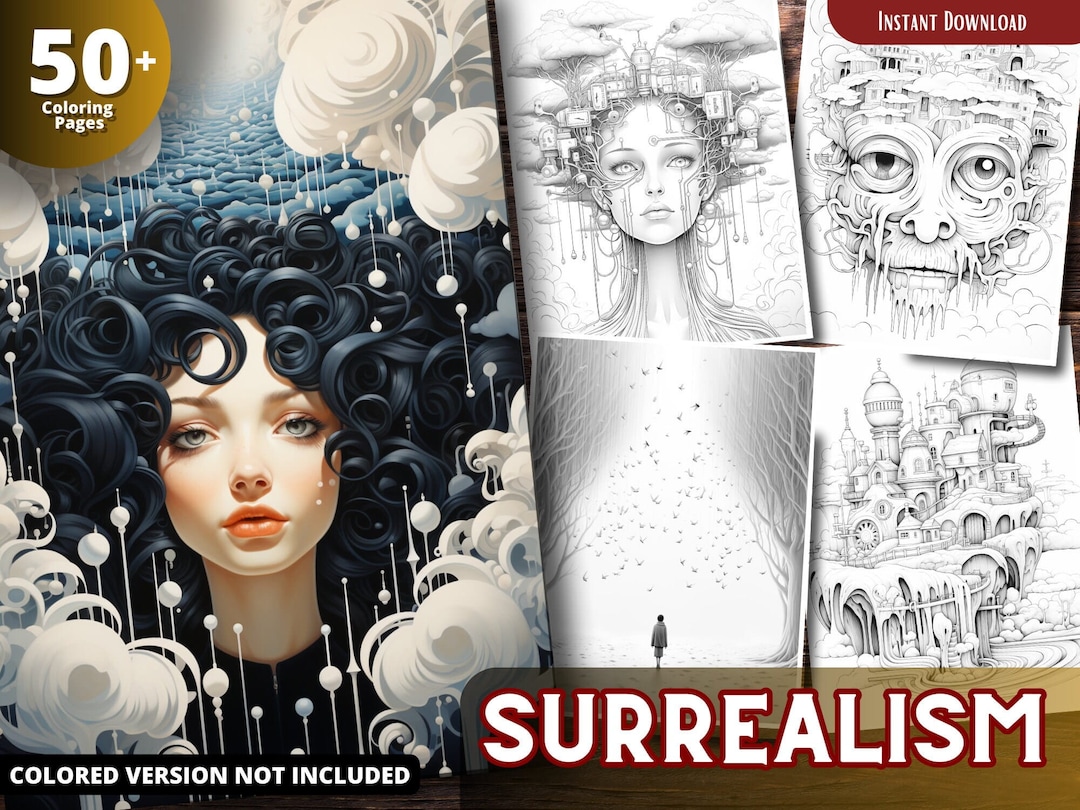 Surrealism Coloring Pages for Adults and for Kids for Relax and Stress ...
