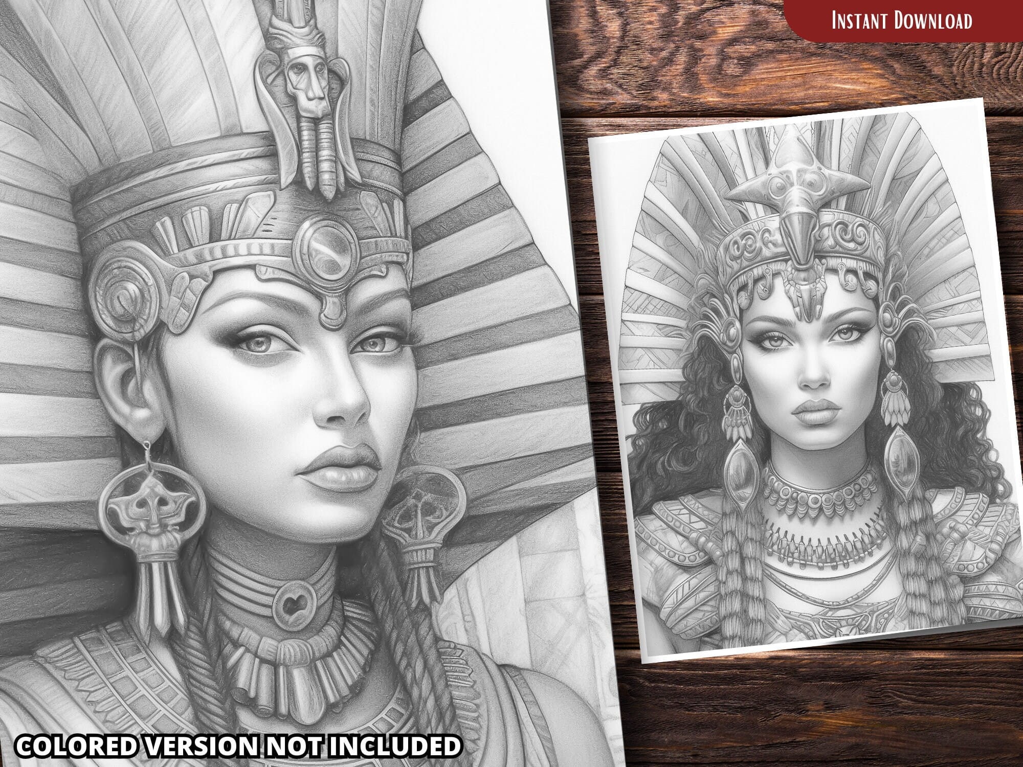 Egyptian Queen Coloring Pages for Adults and for Kids for Relax and ...