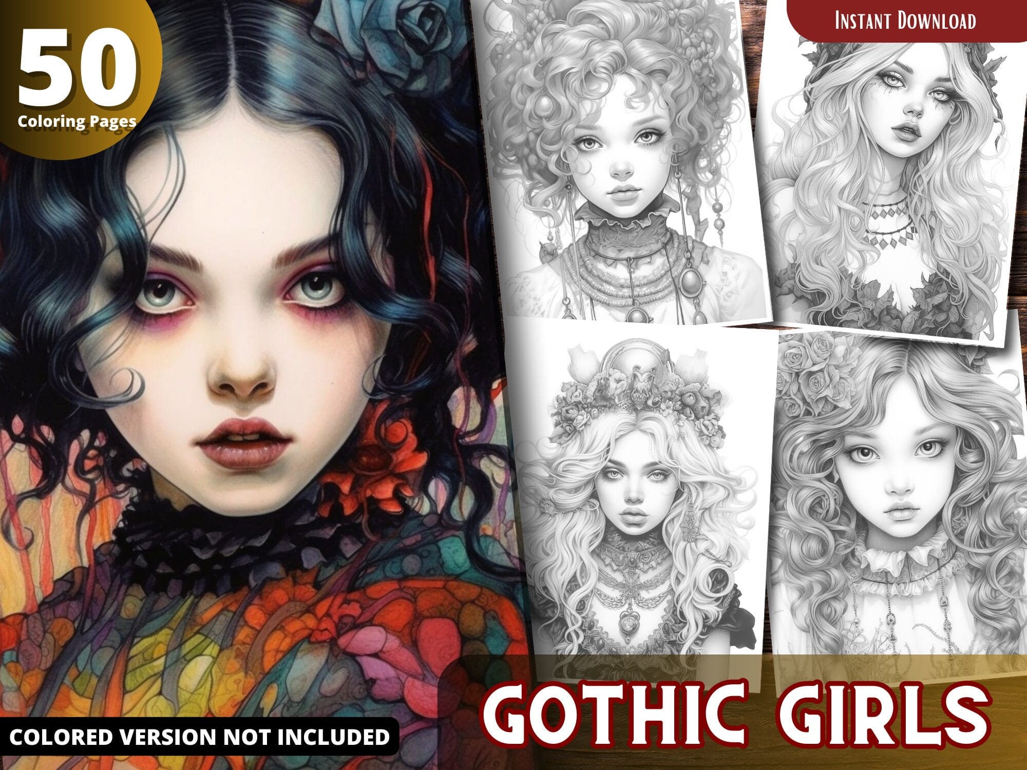 Gothic Girl Coloring Pages for Adults and for Kids Coloring Pages ...