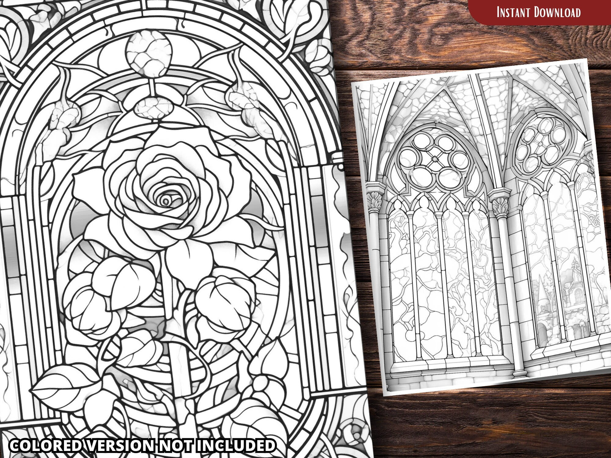 Stained Glass Collection Coloring Pages for Adults and for Kids ...