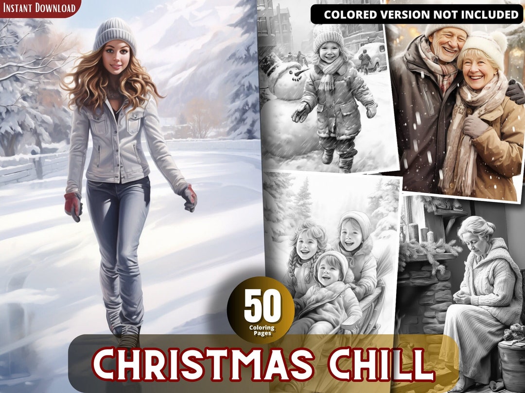 Christmas Chill Coloring Pages for Adults and for Kids for Relax and ...