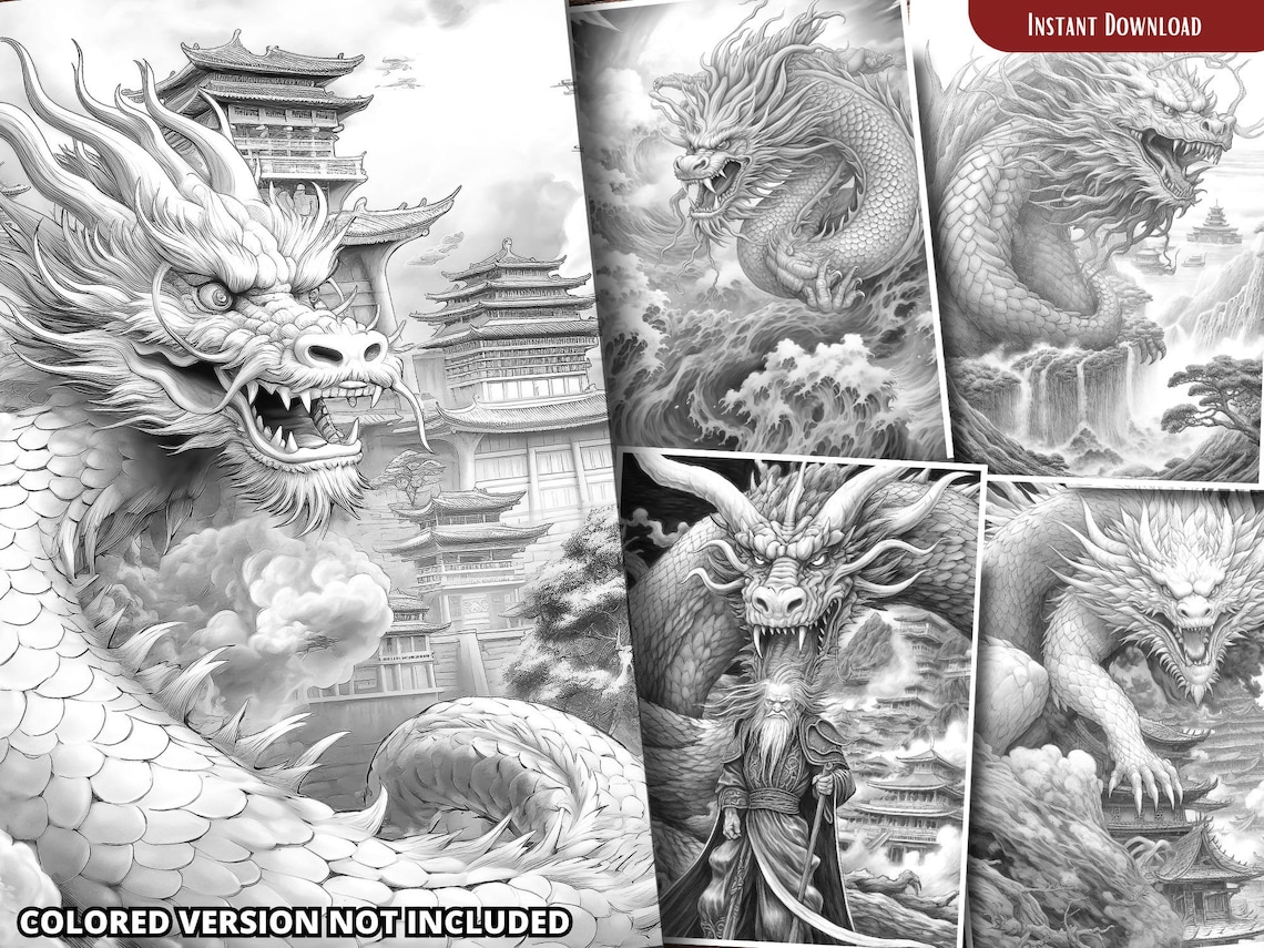 Japanese Dragon Coloring Pages for Adults and for Kids for Relax and ...