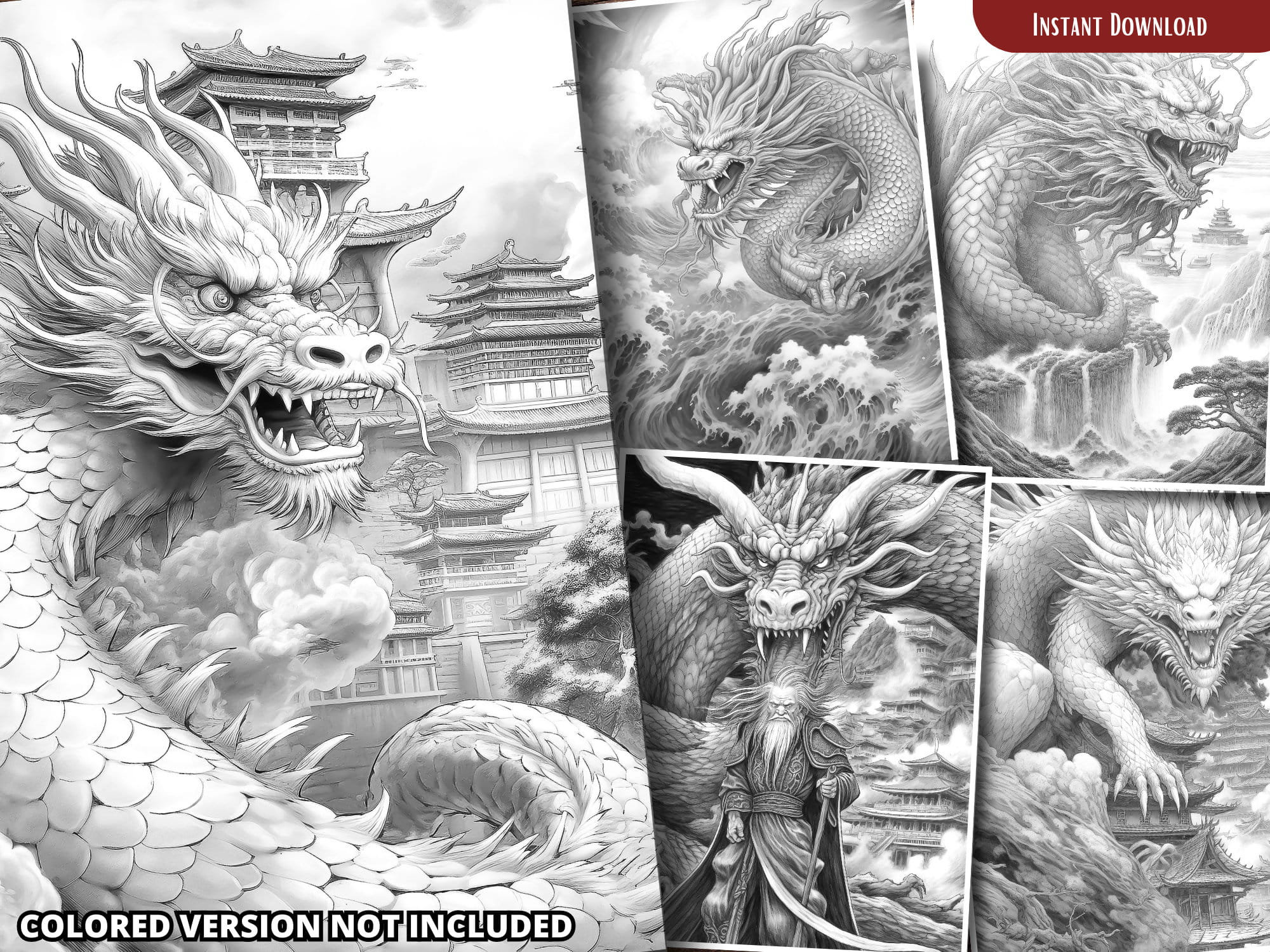 Japanese Dragon Coloring Pages for Adults and for Kids for Relax and ...