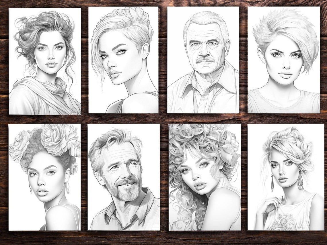 Portraits Coloring Pages for Adults and for Kids for Relax and Stress ...