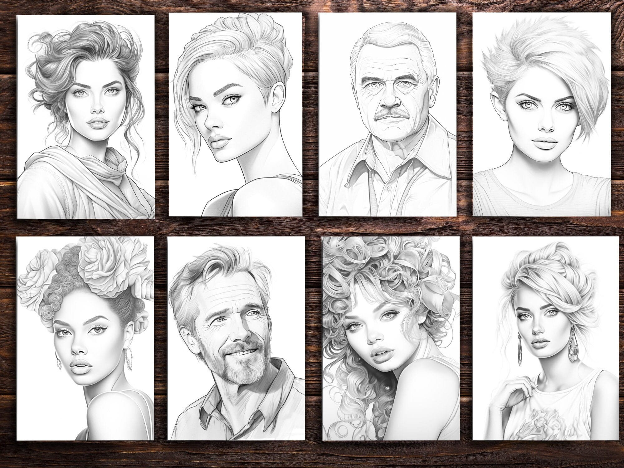 Portraits Coloring Pages for Adults and for Kids for Relax and Stress ...