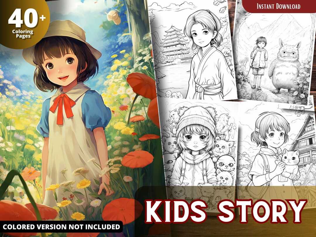 Kids Anime Story Coloring Pages for Adults and for Kids for Relax and ...