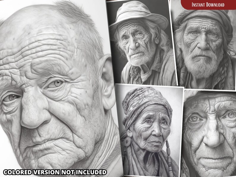 Portrait of an Old Man Coloring Pages for Adults and for Kids for Relax ...