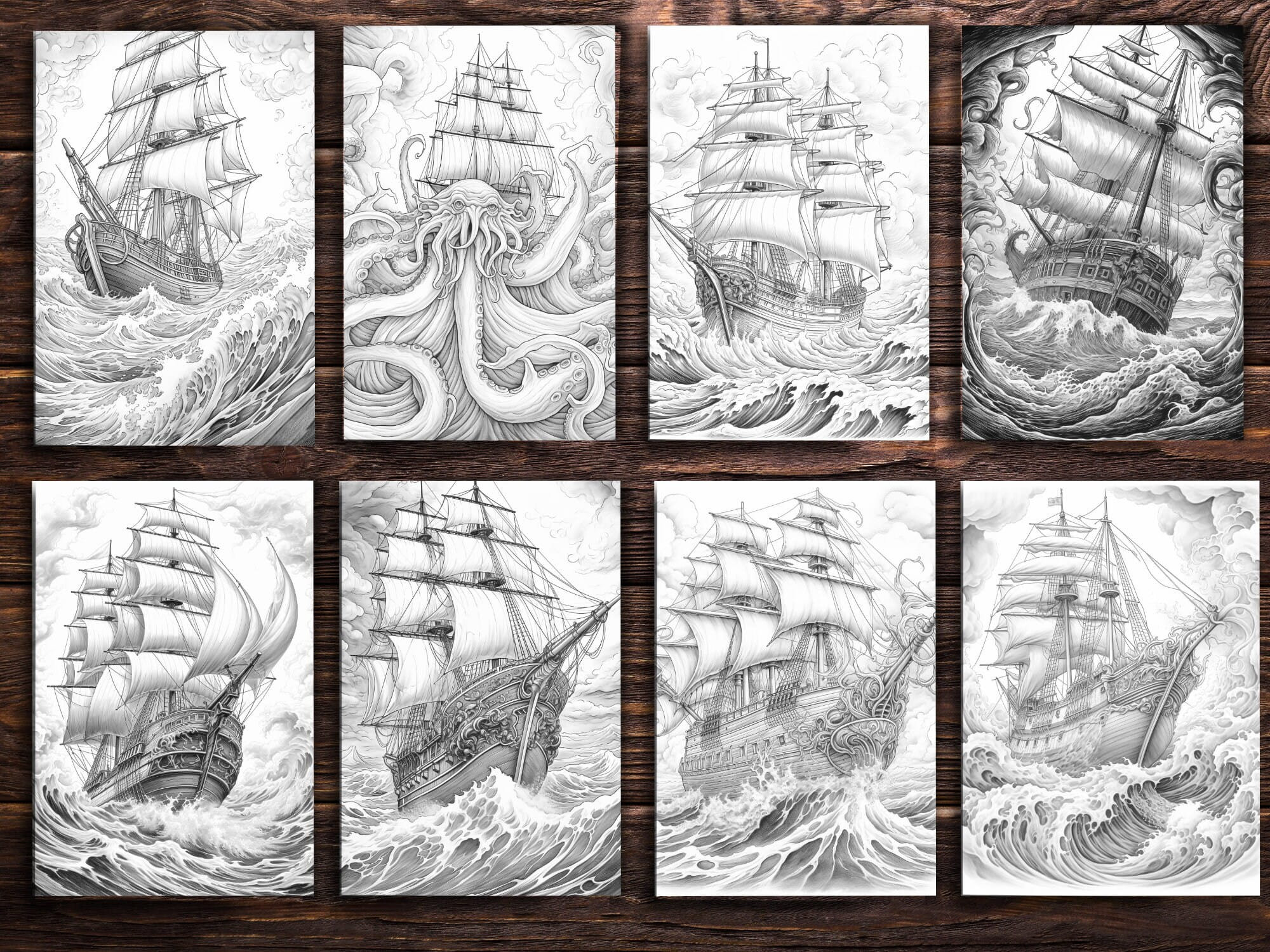 Ship in Storm Coloring Pages for Adults and for Kids for Relax and ...