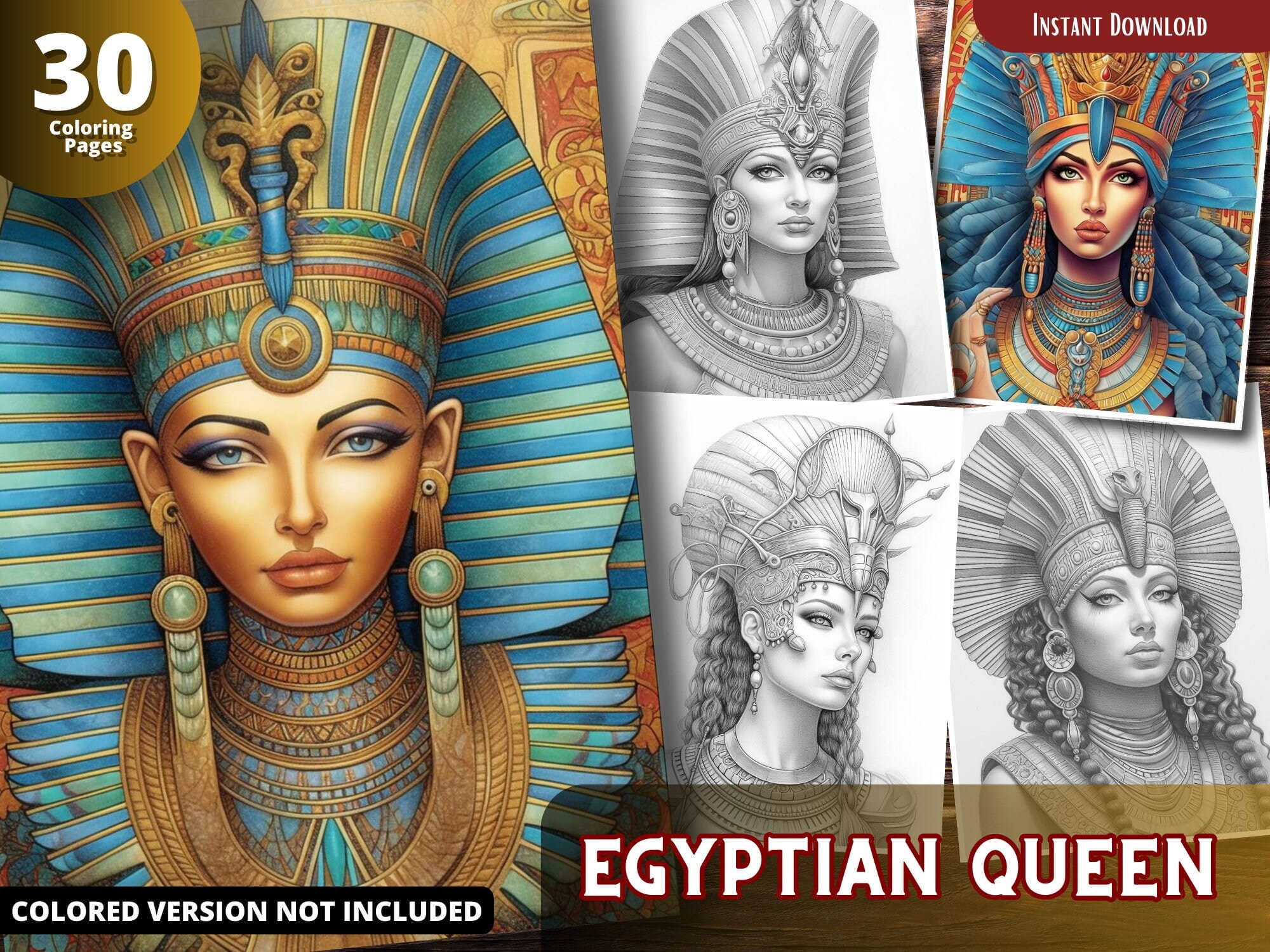 Egyptian Queen Coloring Pages for Adults and for Kids for Relax and ...
