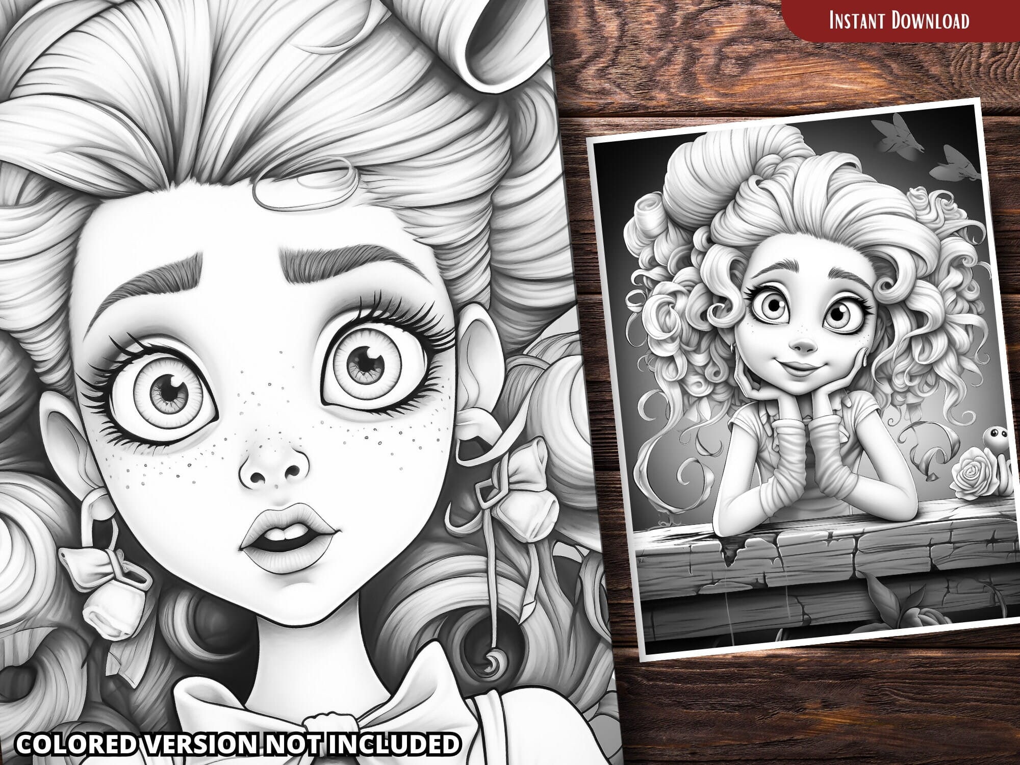Cute Sally Coloring Pages for Adults and for Kids, Grayscale Coloring ...