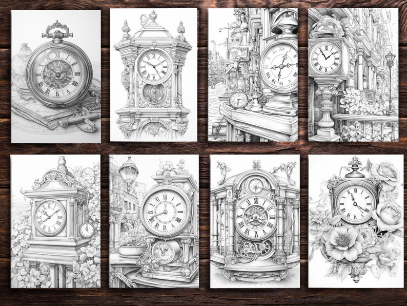Clock Coloring Pages for Adults and for Kids for Relax and Stress ...