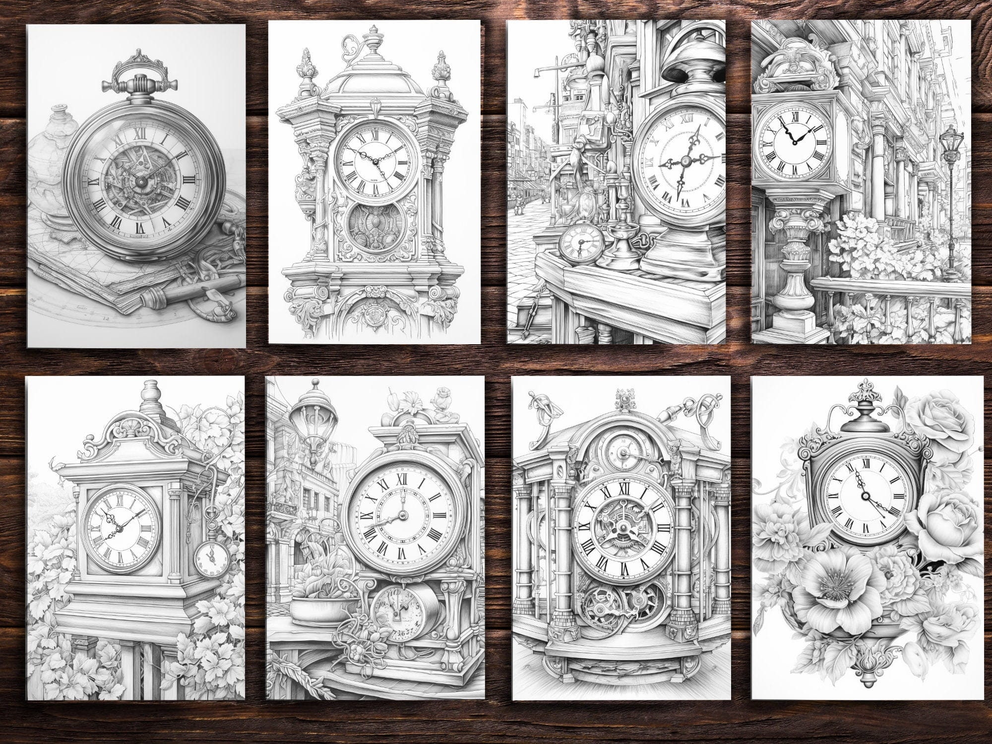 Clock Coloring Pages for Adults and for Kids for Relax and Stress ...