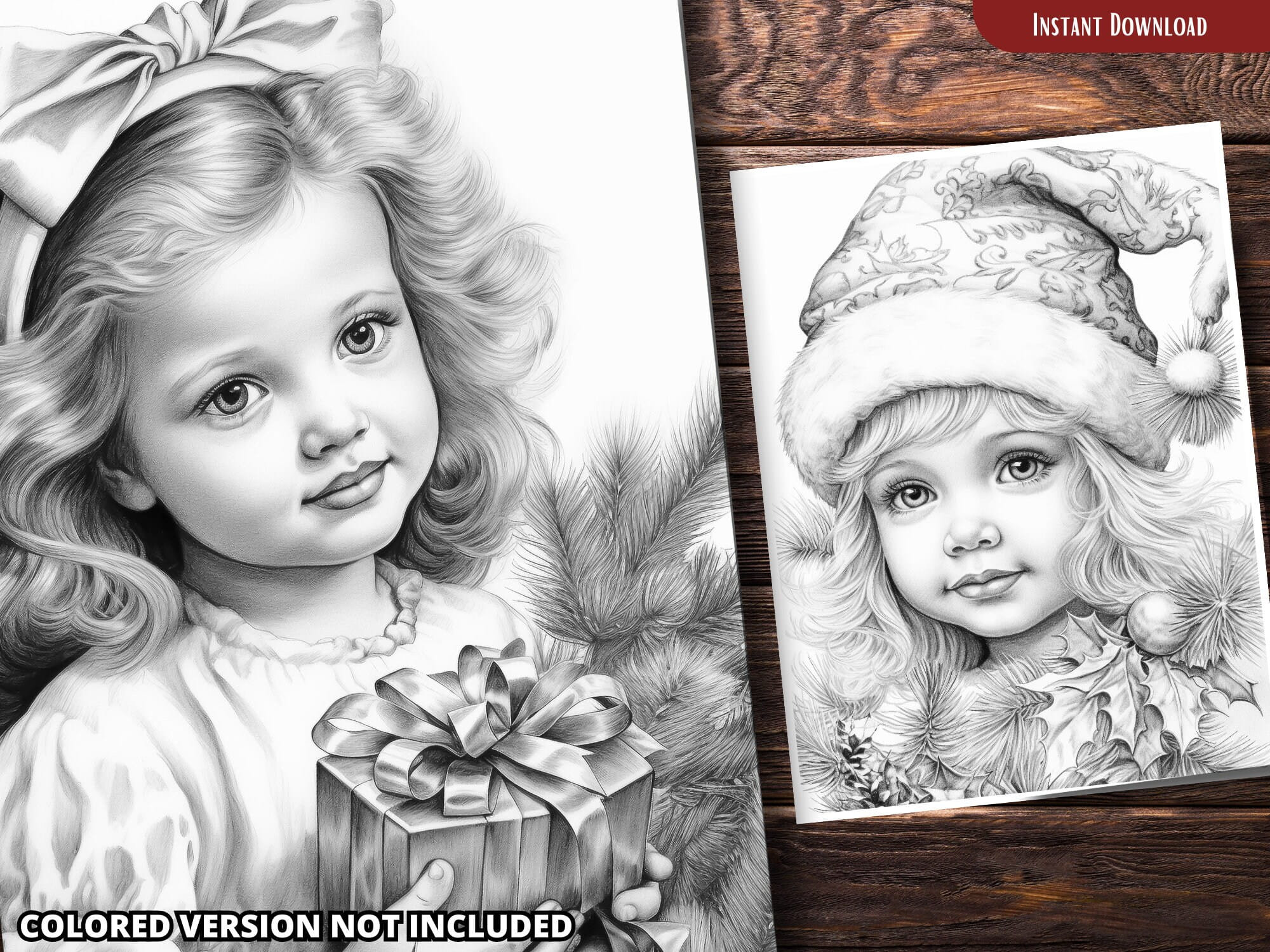 Very Merry Christmas Coloring Pages for Adults and for Kids Grayscale ...