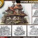 Stone Houses Coloring Pages for Adults and for Kids Grayscale Coloring ...
