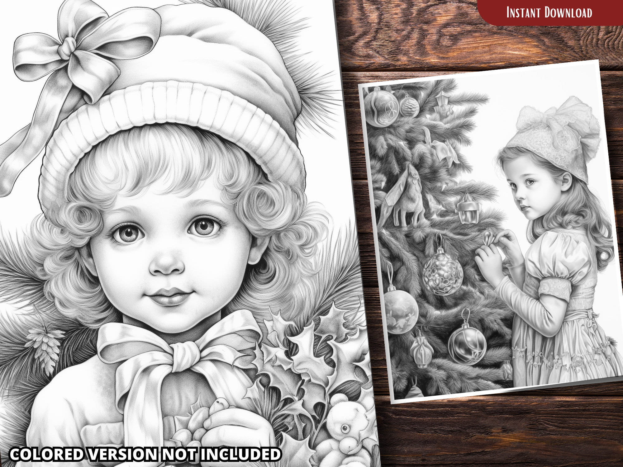 Very Merry Christmas Coloring Pages for Adults and for Kids Grayscale ...