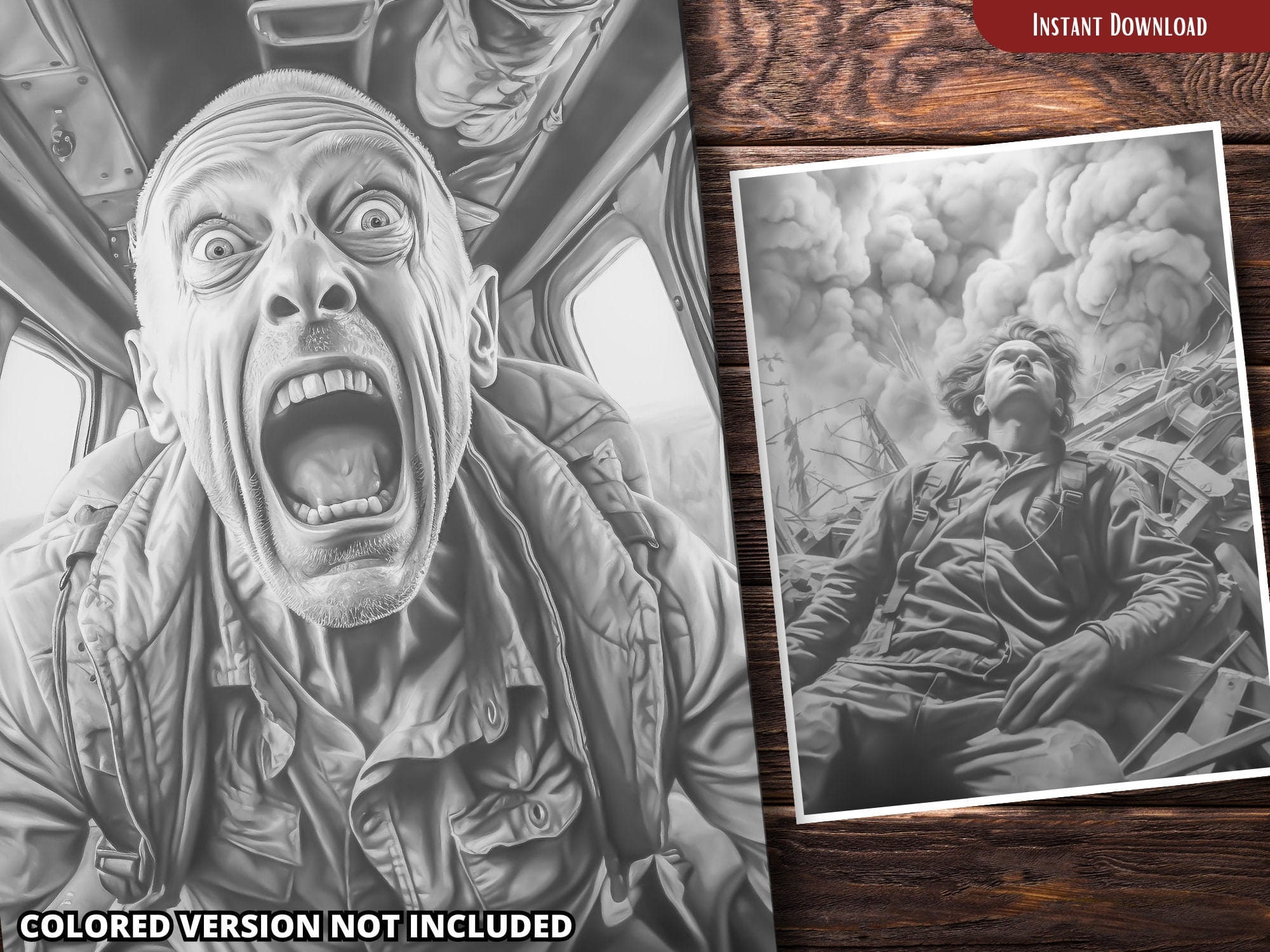 Apocalypse Coloring Pages for Adults and for Kids Grayscale Coloring ...