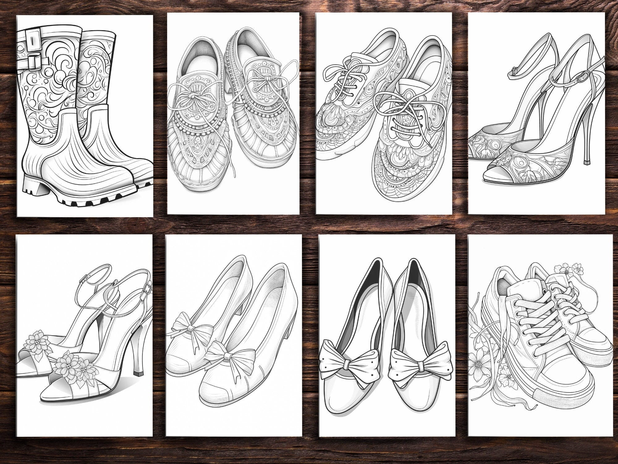 Shoes Coloring Pages for Adults and for Kids for Relax and Stress ...
