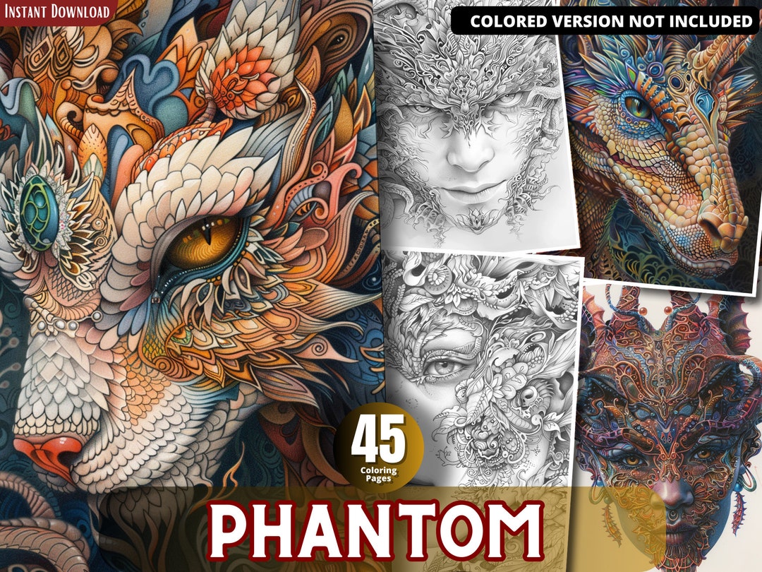 Phantom Coloring Pages for Adults and for Kids for Relax and Stress ...