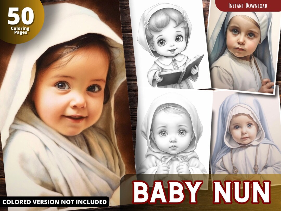 Baby Nun Coloring Pages for Adults and for Kids for Relax and Stress ...
