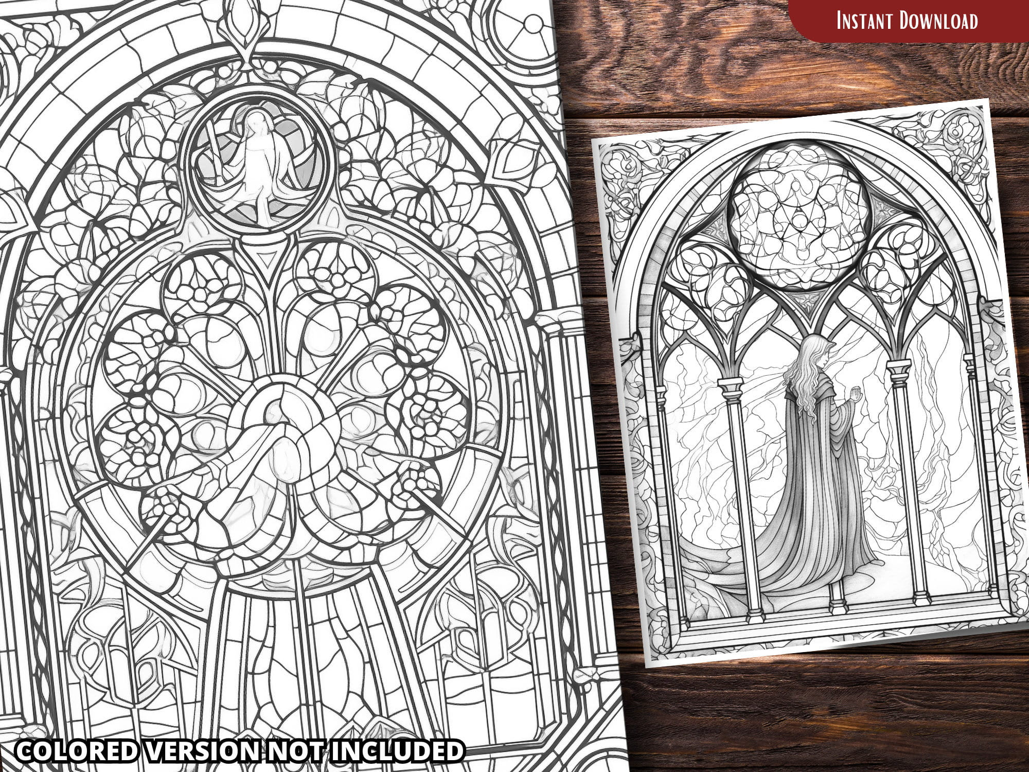 Stained Glass Collection Coloring Pages for Adults and for Kids ...