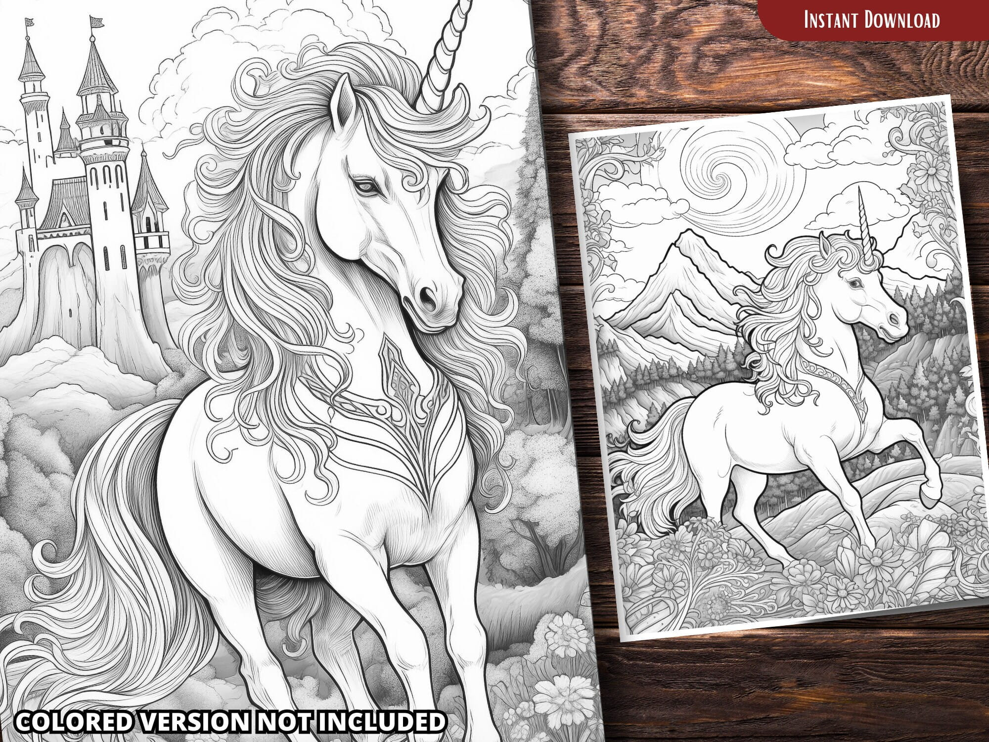 Magical Unicorn Coloring Pages for Adults and for Kids for Relax and ...