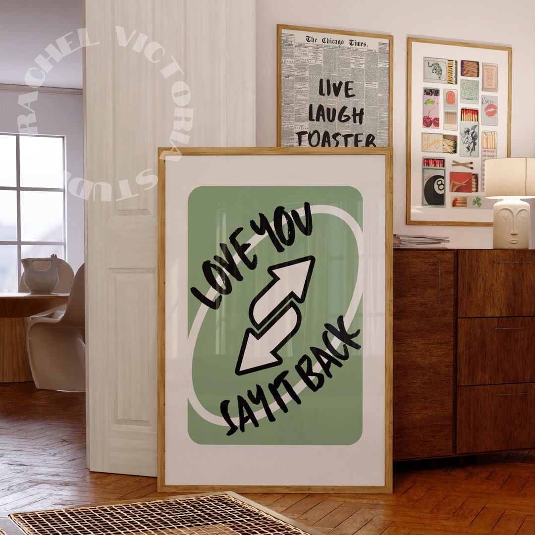 Love You Uno Reverse Wall Art Playing Card Poster Preppy Wall Decor ...