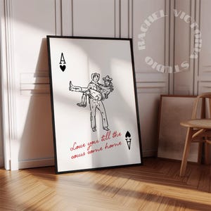 Vintage Cowboy Poster Western Playing Card Wall Art Ace of Hearts Print ...